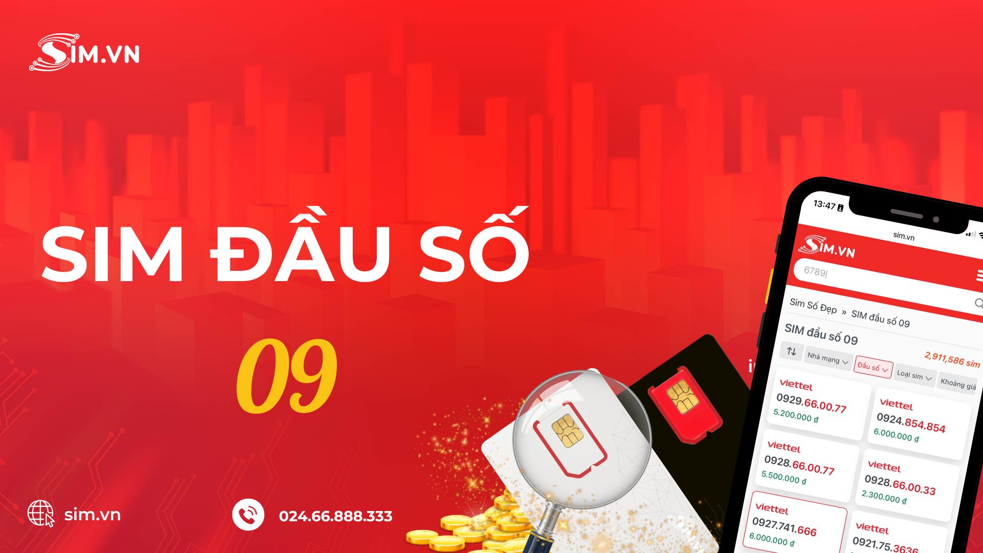 Kho SIM đầu số 09 | +3 triệu SIM số đẹp đầu 09 giá từ【299k】